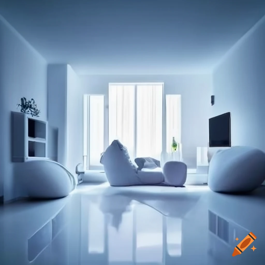 Smart home interior with white decor