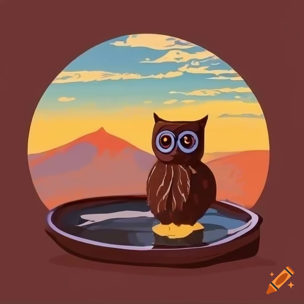 Monoline logo of a tarsier enjoying coffee on Craiyon