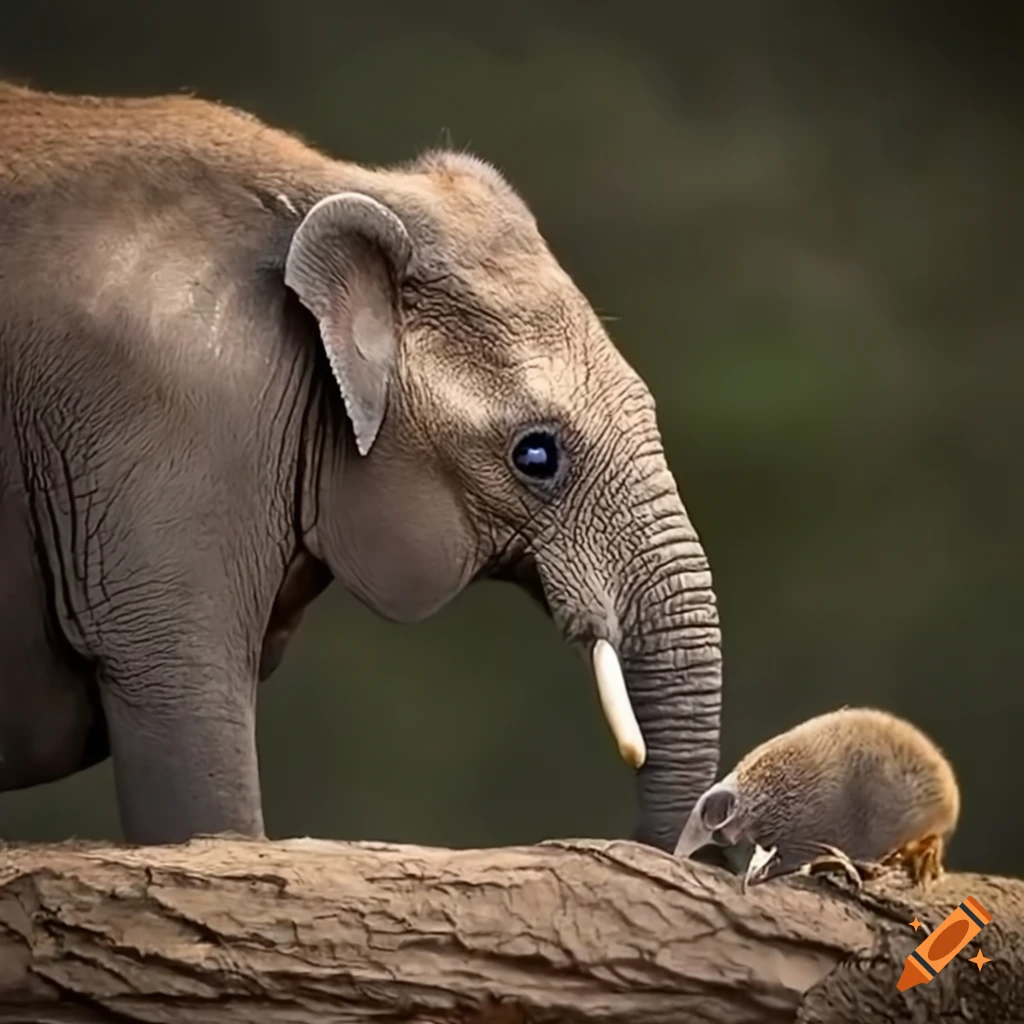 Mouse standing against an elephant on Craiyon