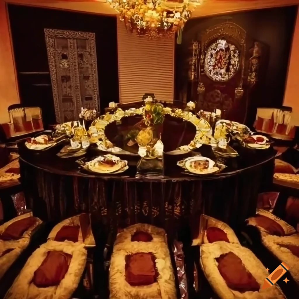 Lavish punjabi feast on a beautifully set table on Craiyon