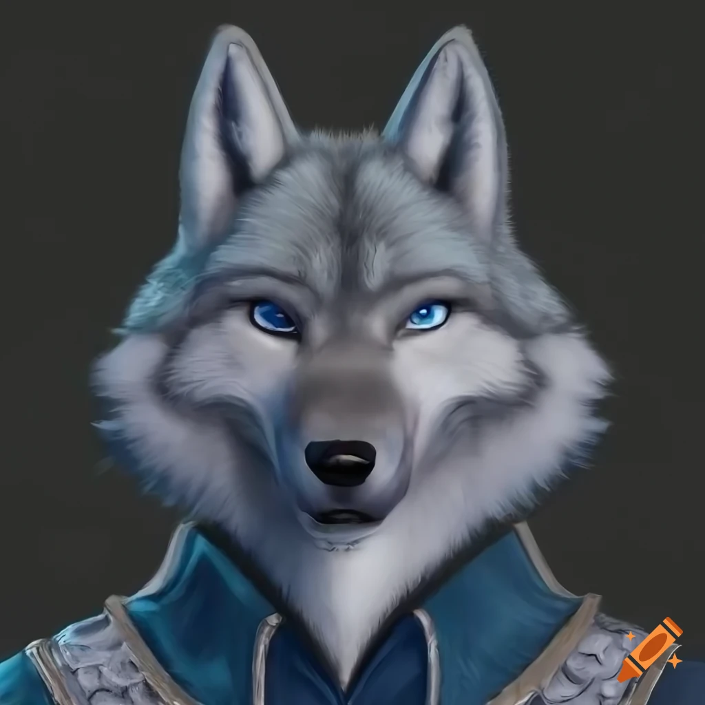 Watercolor portrait of a wolfkin knight by johan egerkrans on Craiyon