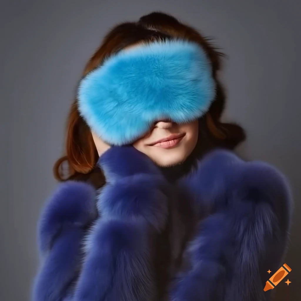 Woman wearing a fluffy fur coat and sleep mask on Craiyon