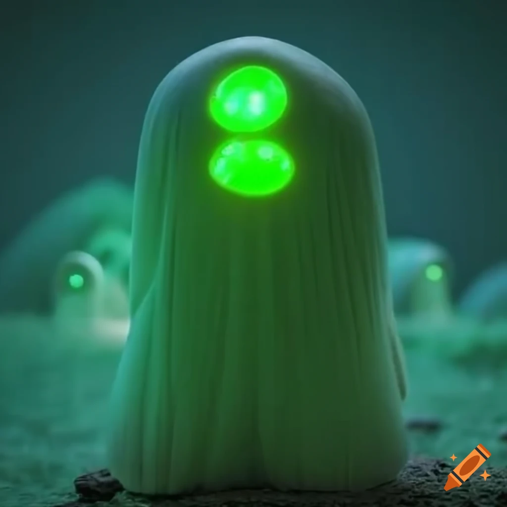 Tim Burton-style claymation of a ghost girl playing flute in a moonlit ...