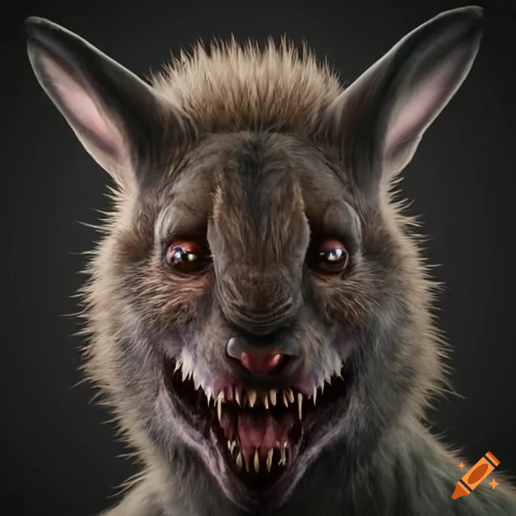 Illustration of a rabbit werewolf on Craiyon