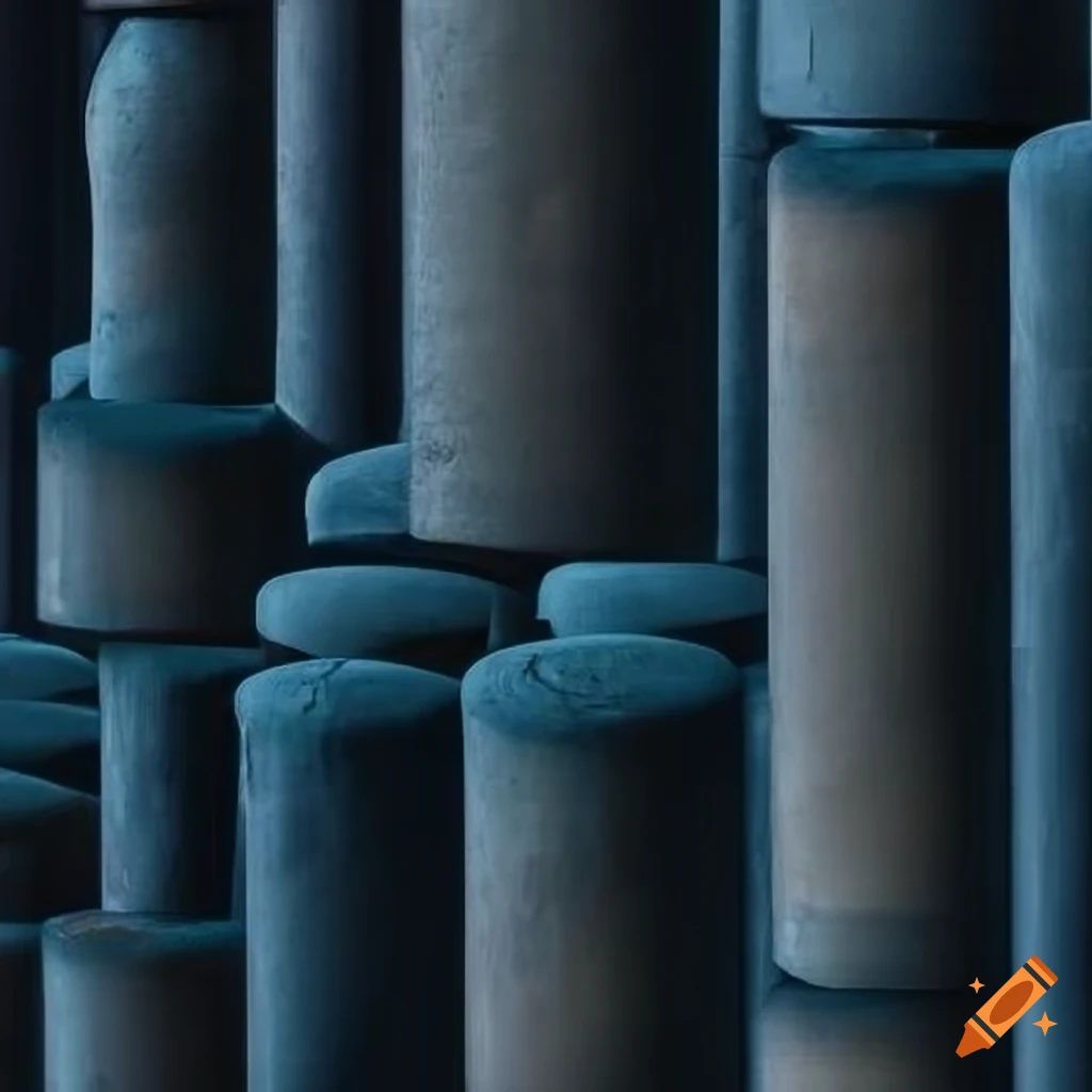 Abstract art of rising cylinders on canvas on Craiyon