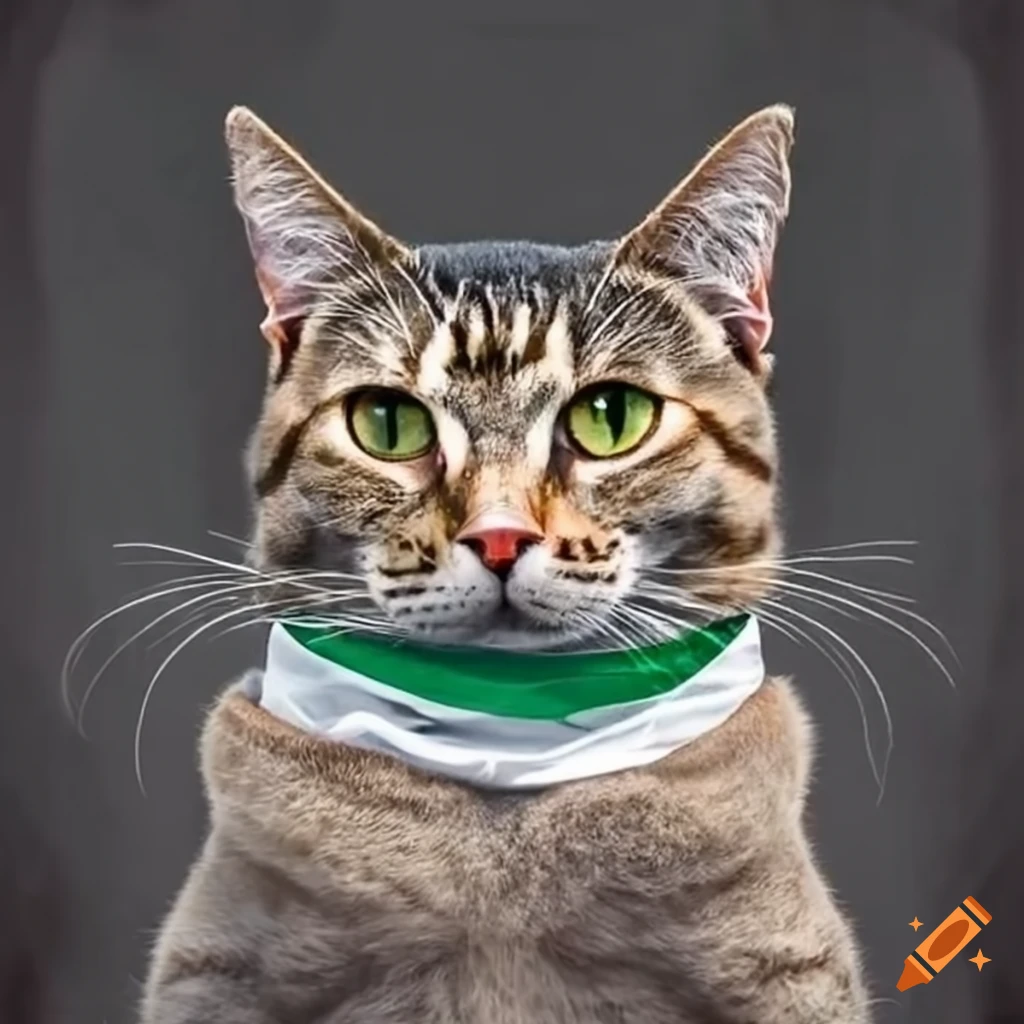 Cat wearing palestinian flag shirt on Craiyon