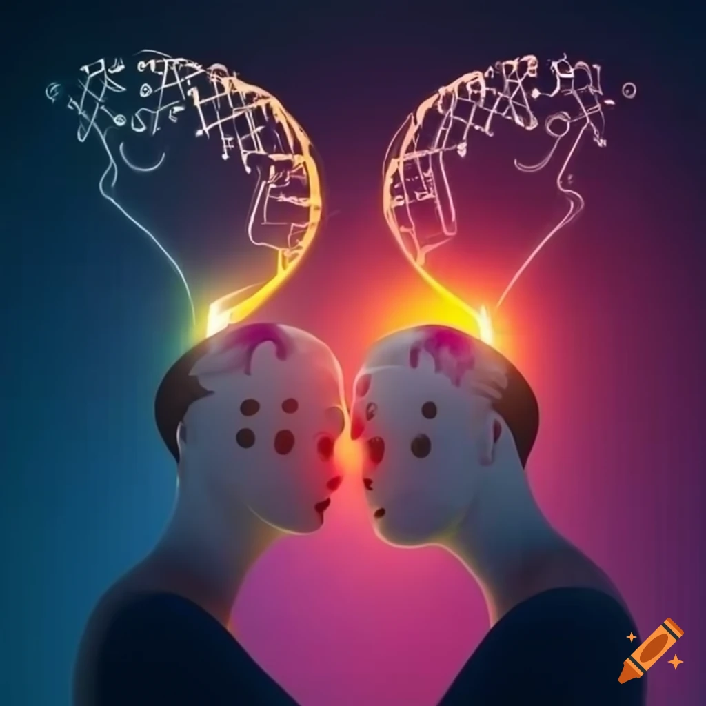 Mind-bending illustration of two humans connected to the universe ...