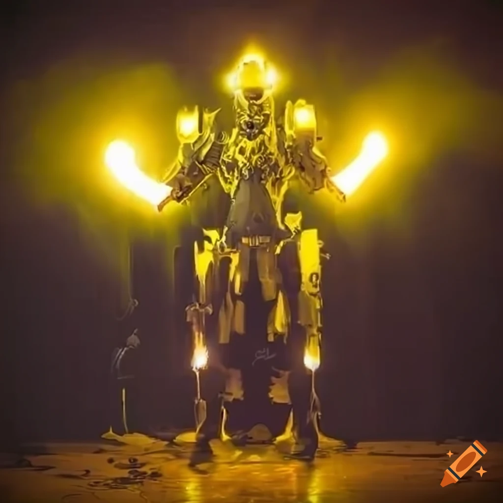 Yellow magic mecha dnd villain on Craiyon