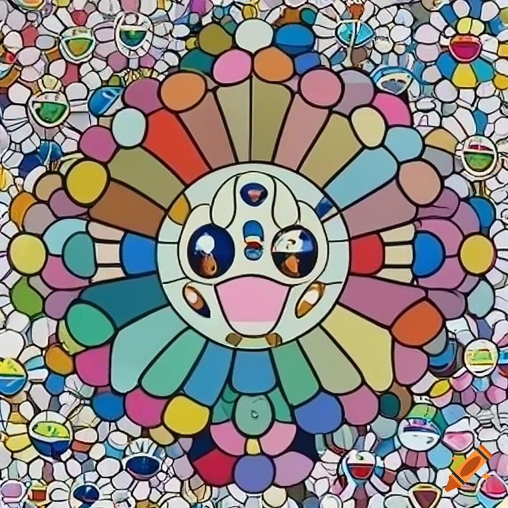 Starry night artwork in the style of takashi murakami on Craiyon