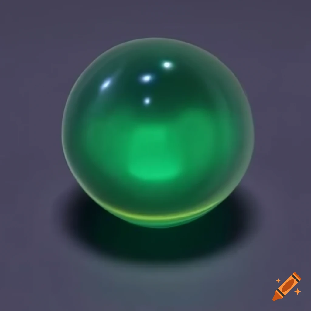 Green jello 3d sphere with luminous interior on white background on Craiyon