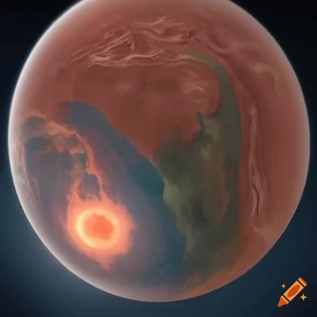 Illustration of an alien planet with unique land formations