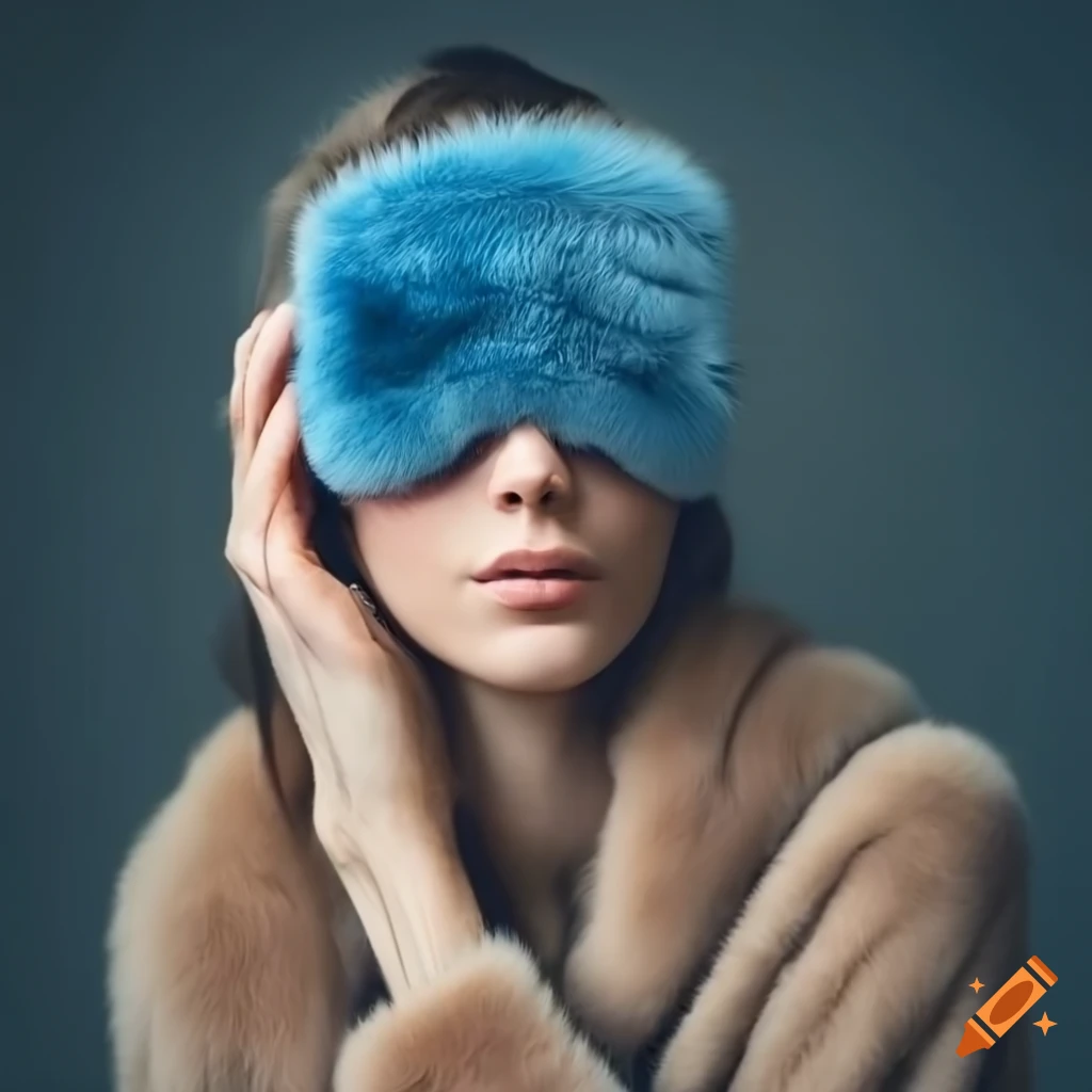 Woman in fur pullover and sleep mask on Craiyon