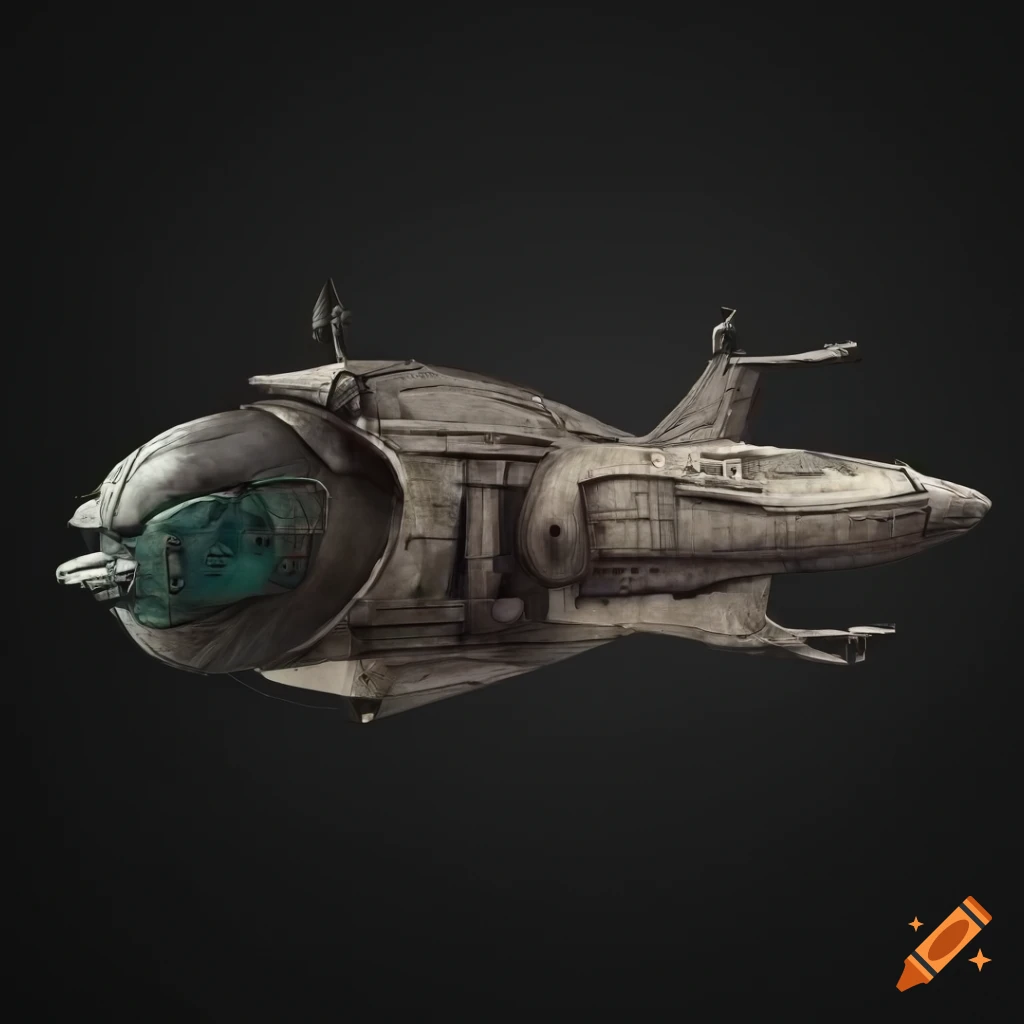 Matte painting of a unique spaceship design on Craiyon