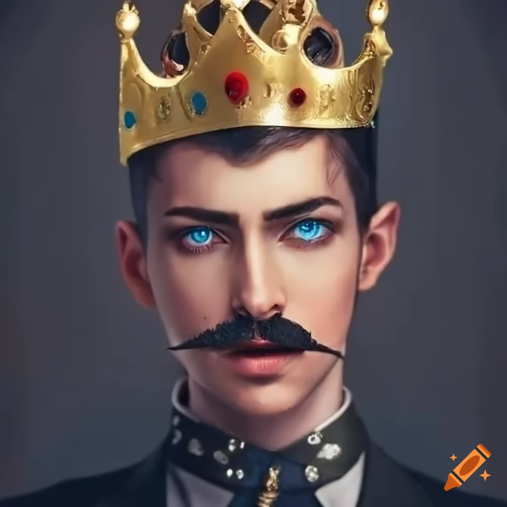 Handsome young king with purple eyes and black hair in roman empire ...