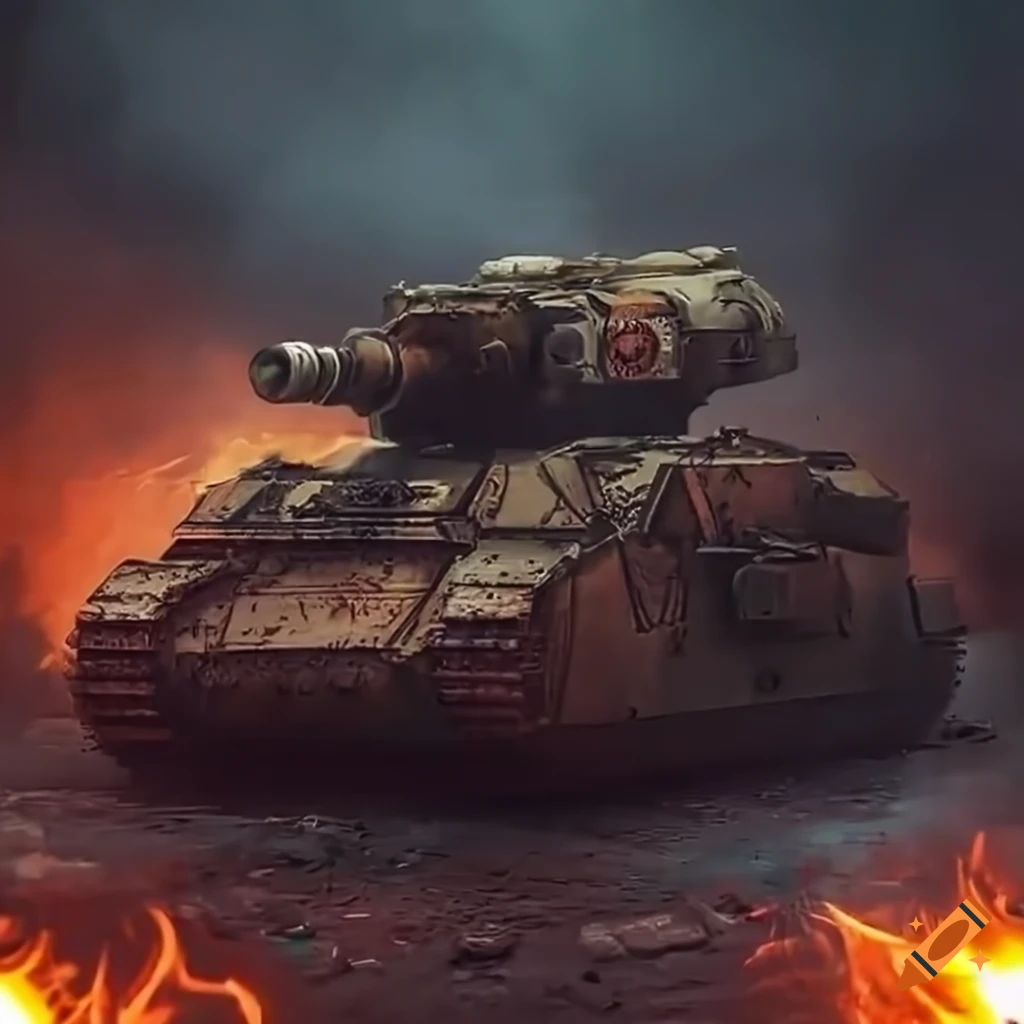 Dystopian death tank engulfed in flames on Craiyon