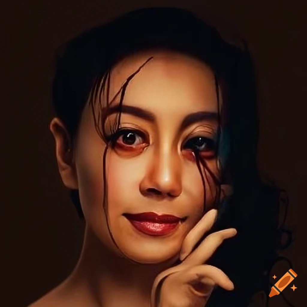 South indian woman fighter with bruised look and dizzy expression on Craiyon