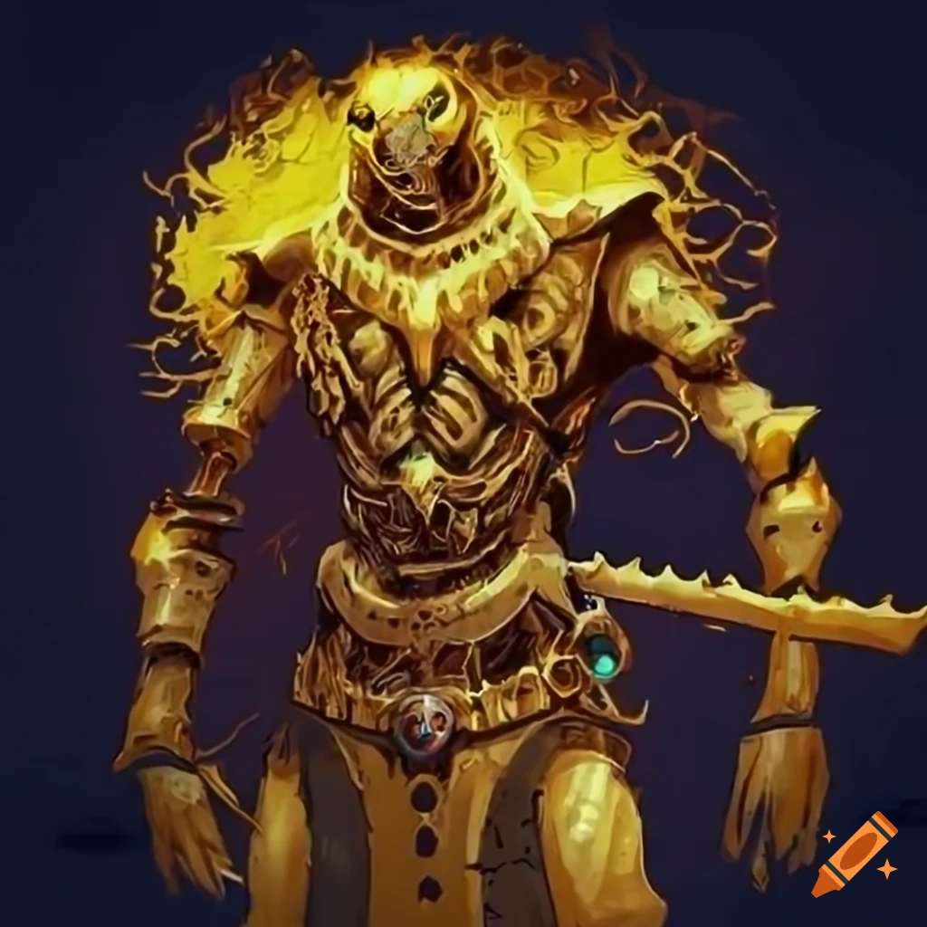 Detailed artwork of a mechanical villain with yellow magical powers on ...