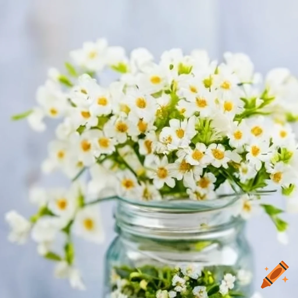 White iberis amara flowers on a white background on Craiyon