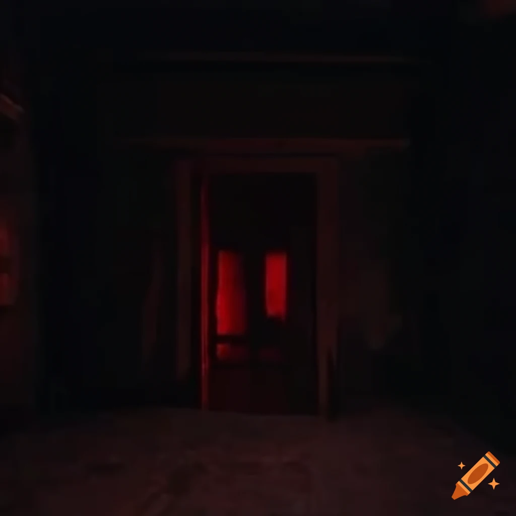 Haunted room with red lighting on Craiyon