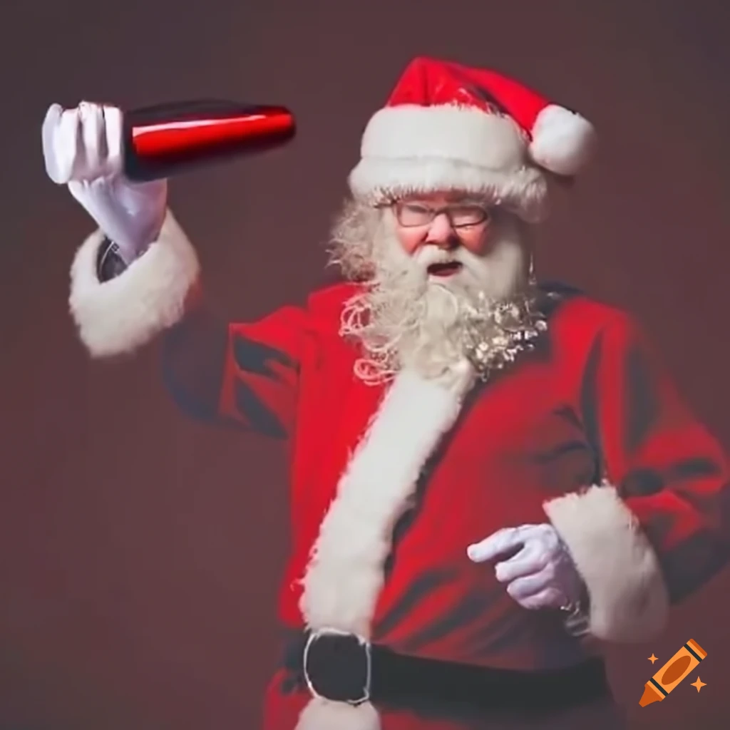 Santa claus with a glowing red flashlight on Craiyon