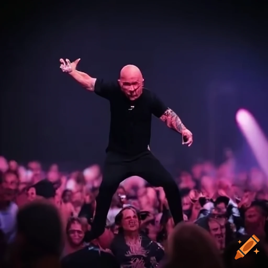 Howie Mandel crowd surfing at a punk rock show on Craiyon