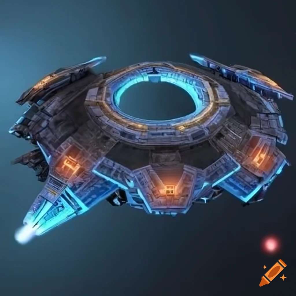 Detailed schematic of a steampunk-inspired stargate ring with gears and ...