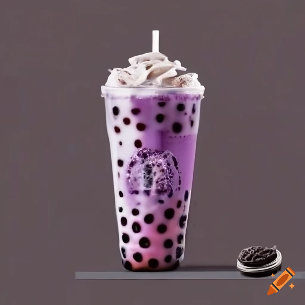 Oreo milk bubble tea with Yes Tea logo on Craiyon