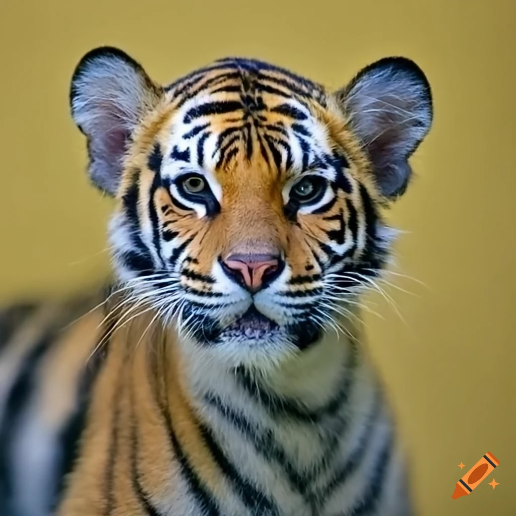 Close-up of a tiger with big eyes on Craiyon