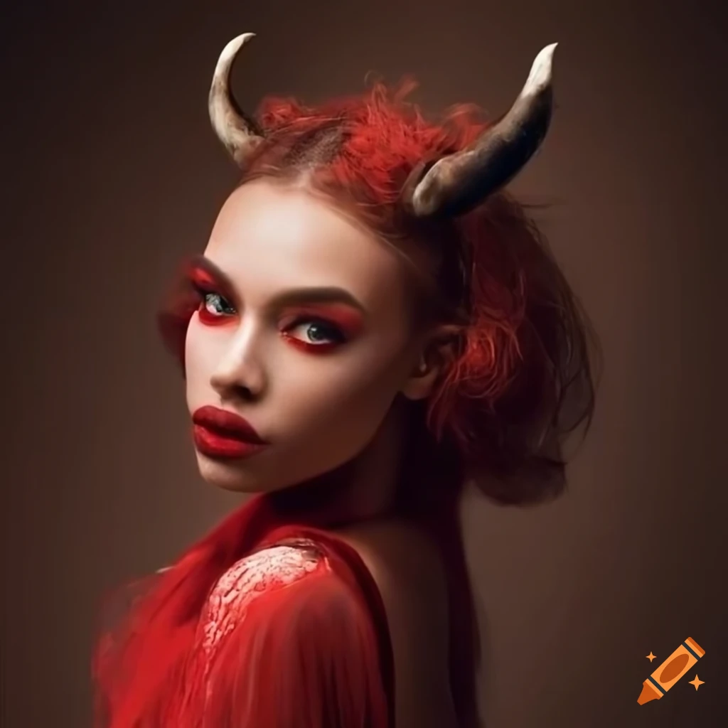 Photorealistic image of a young attractive woman with purple skin ...