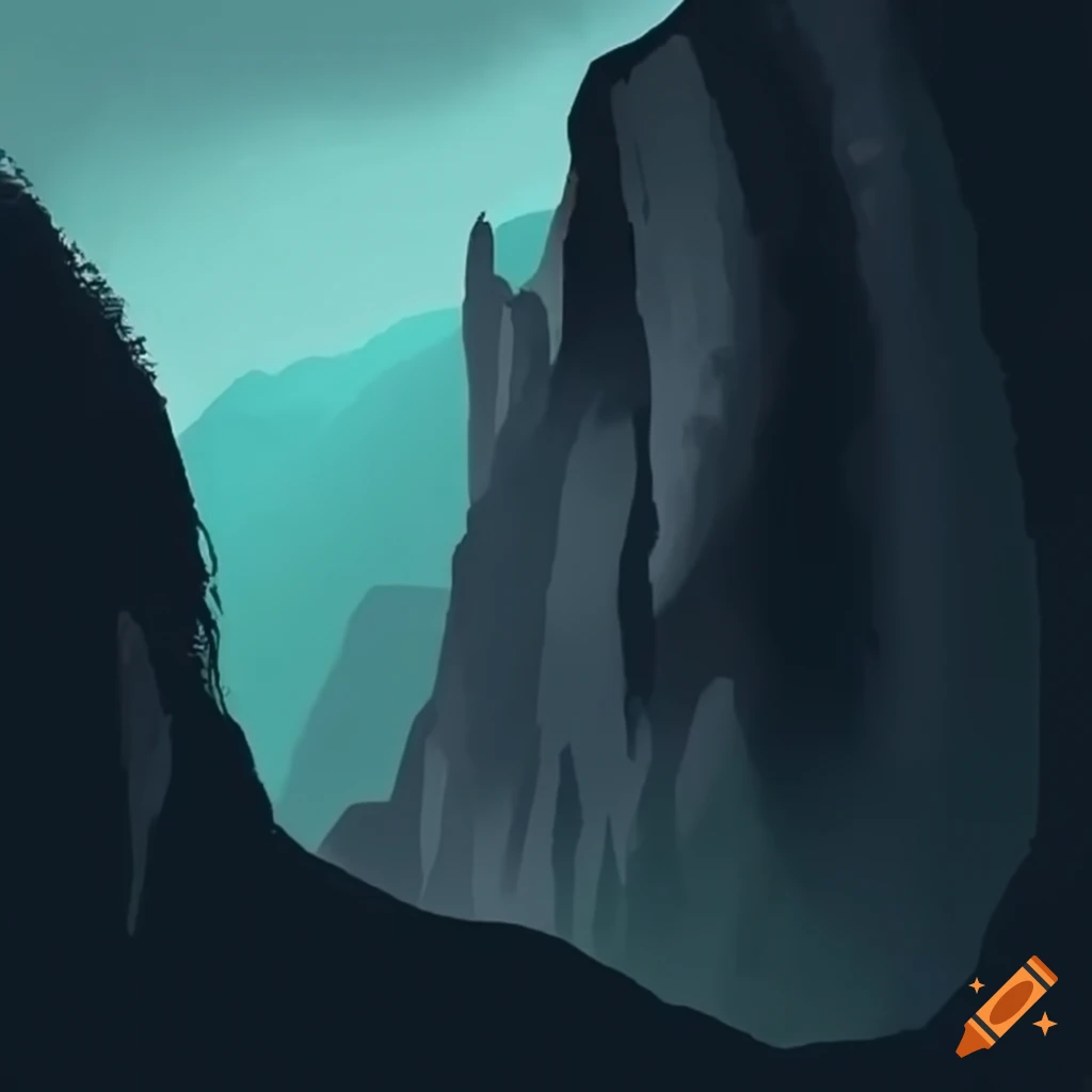 View of a dark steep cliff on Craiyon