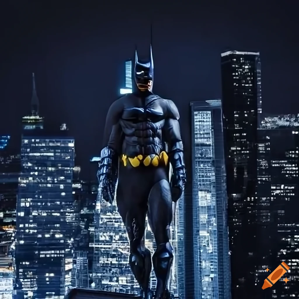 Batman standing on a skyscraper at night on Craiyon