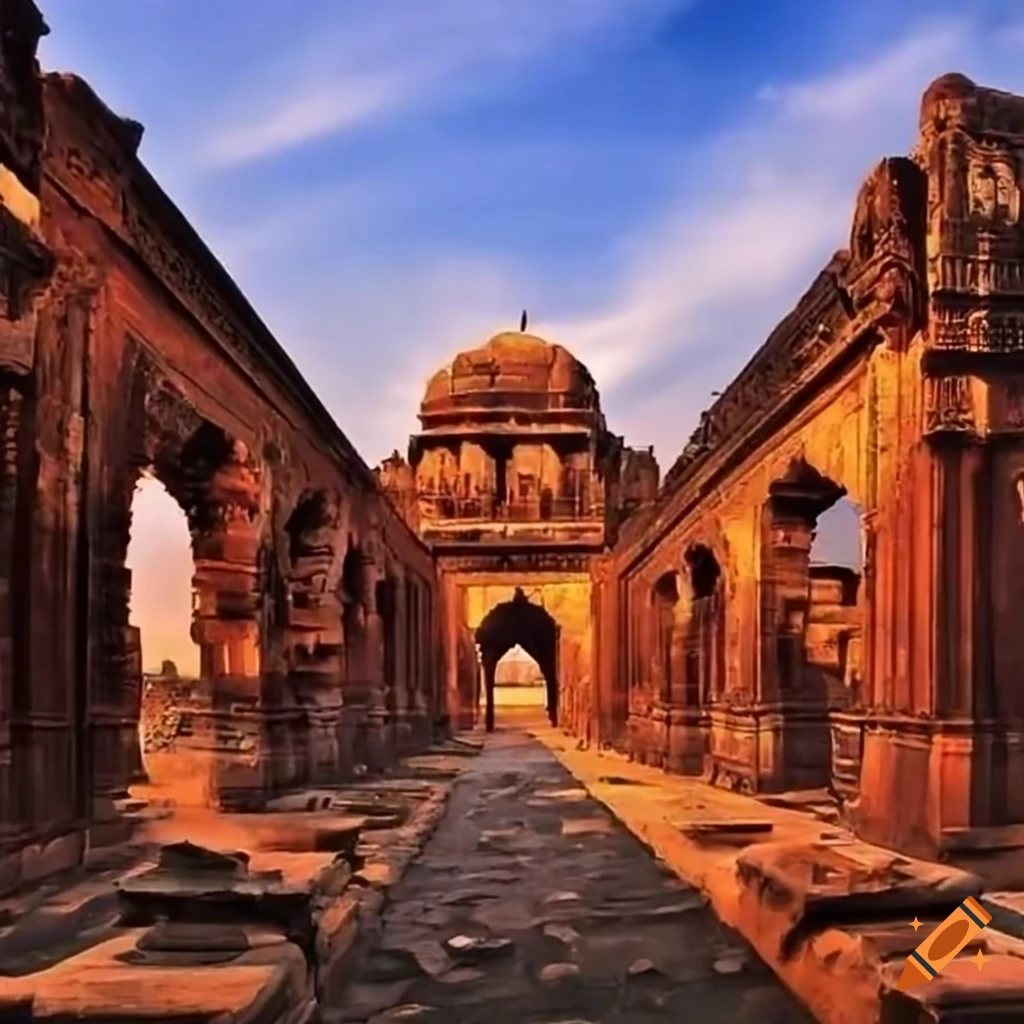 Ruins of an ancient indian city on Craiyon
