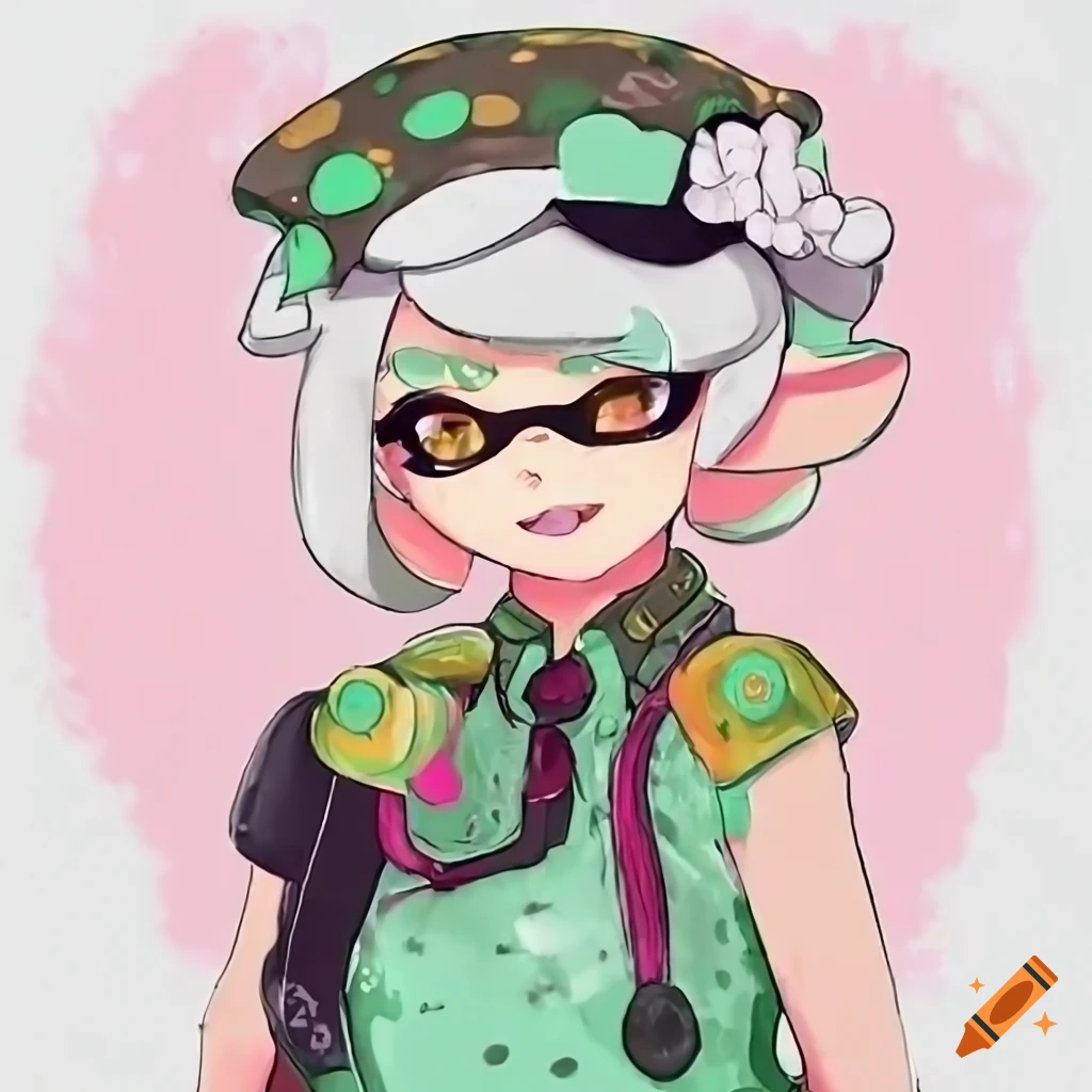 Fan art of marie from splatoon in army uniform on Craiyon