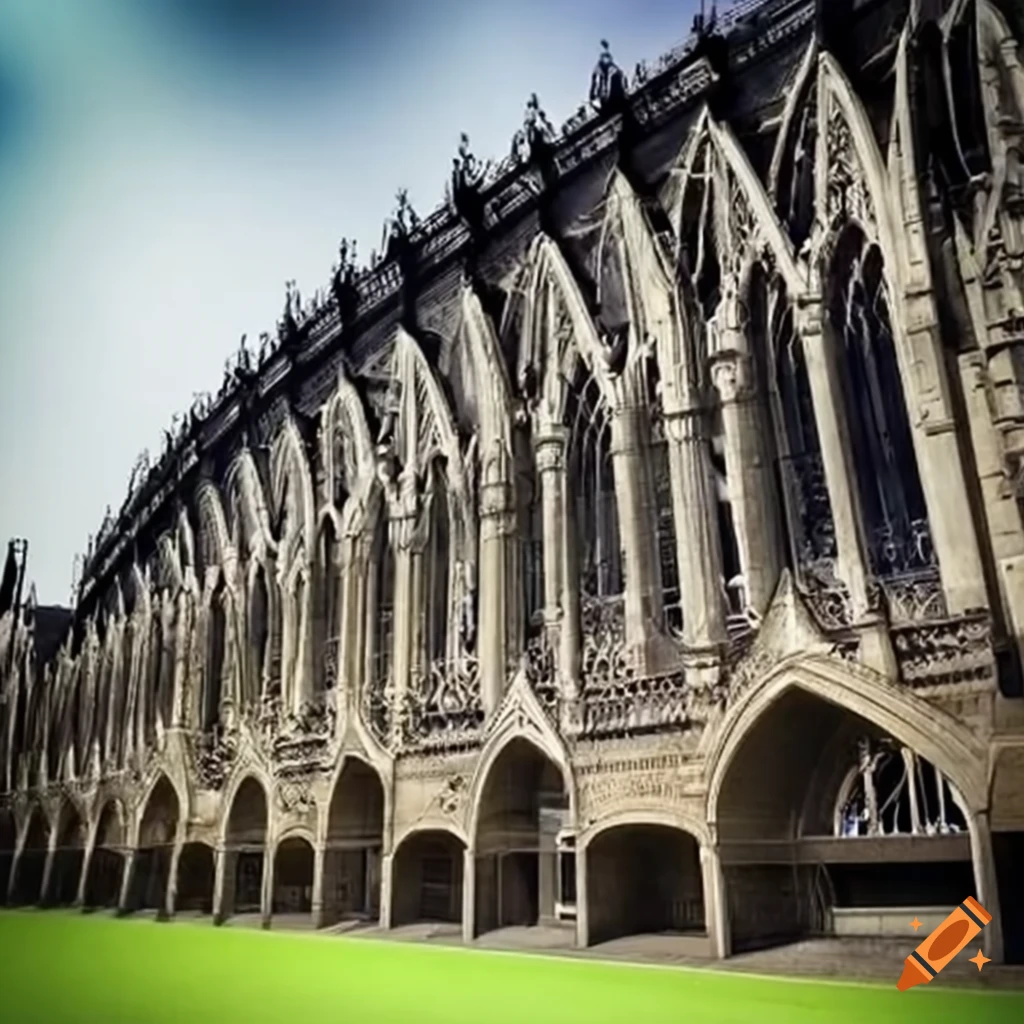 Impressive Gothic architecture of a cricket stadium on Craiyon