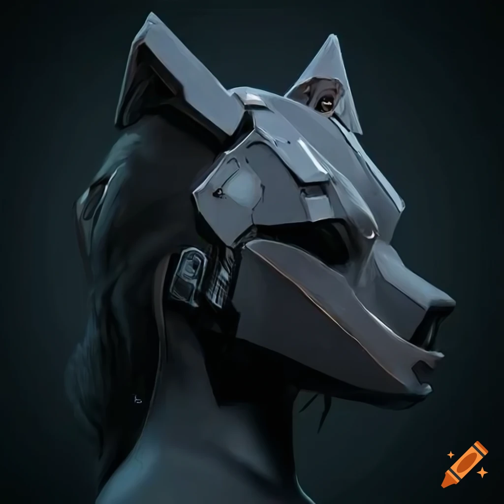 Cyberpunk black wolf helmet with cian details on Craiyon