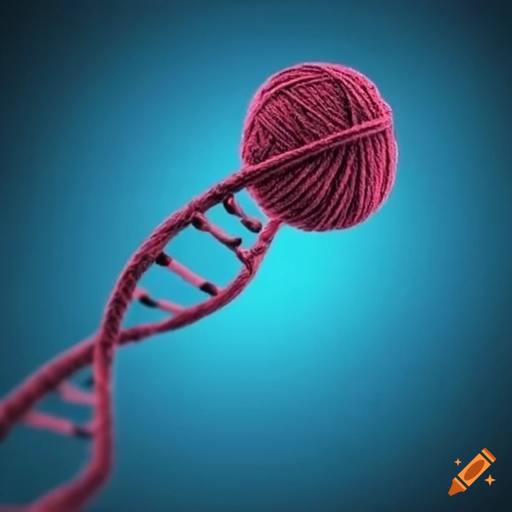 DNA molecule transforming into a knitting yarn ball on Craiyon
