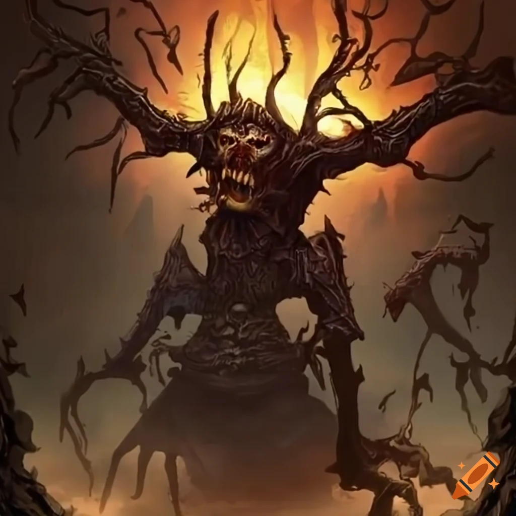 Illustration of a battle against undead horrors on Craiyon