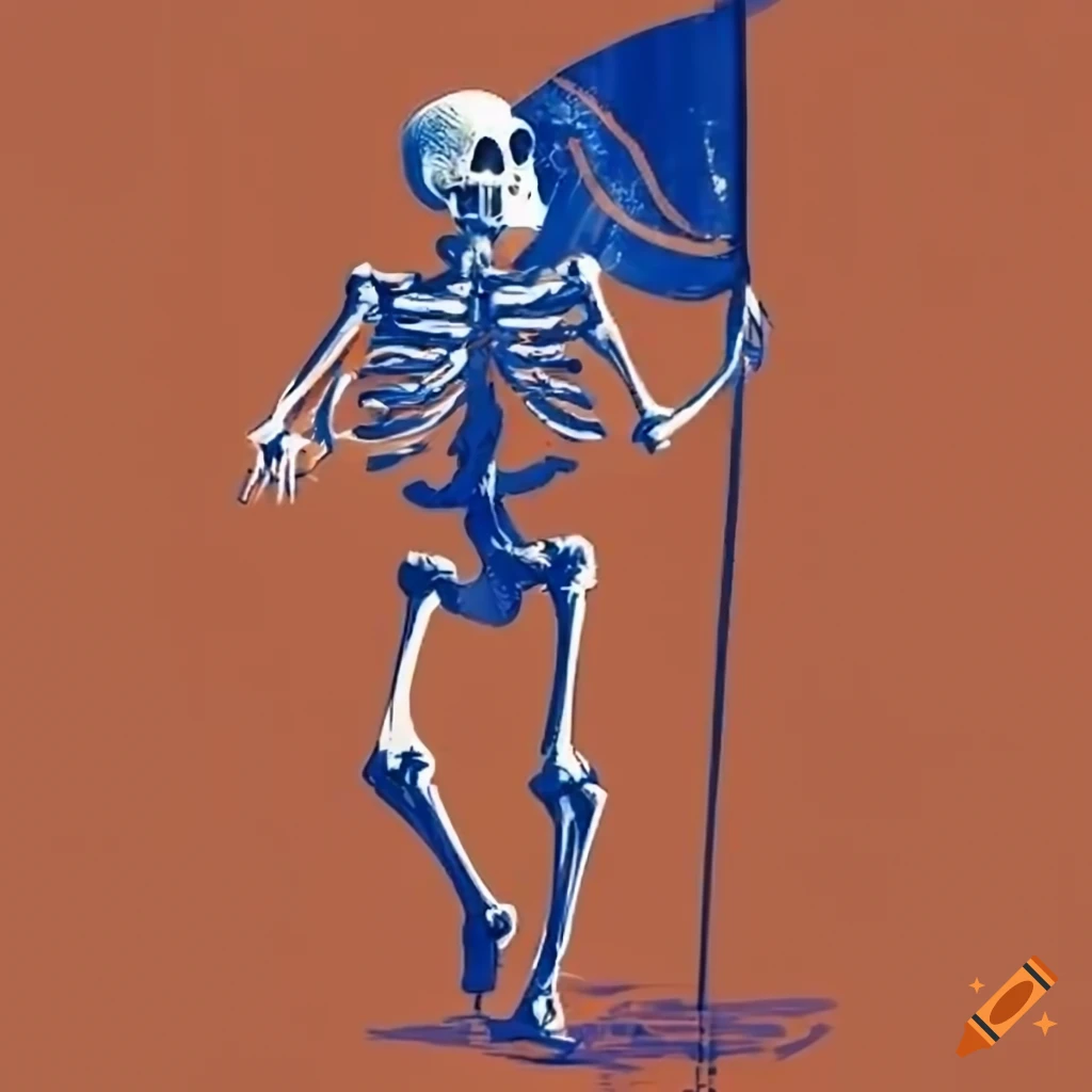 Clipart of a skeleton waving a distressed boise state university flag ...