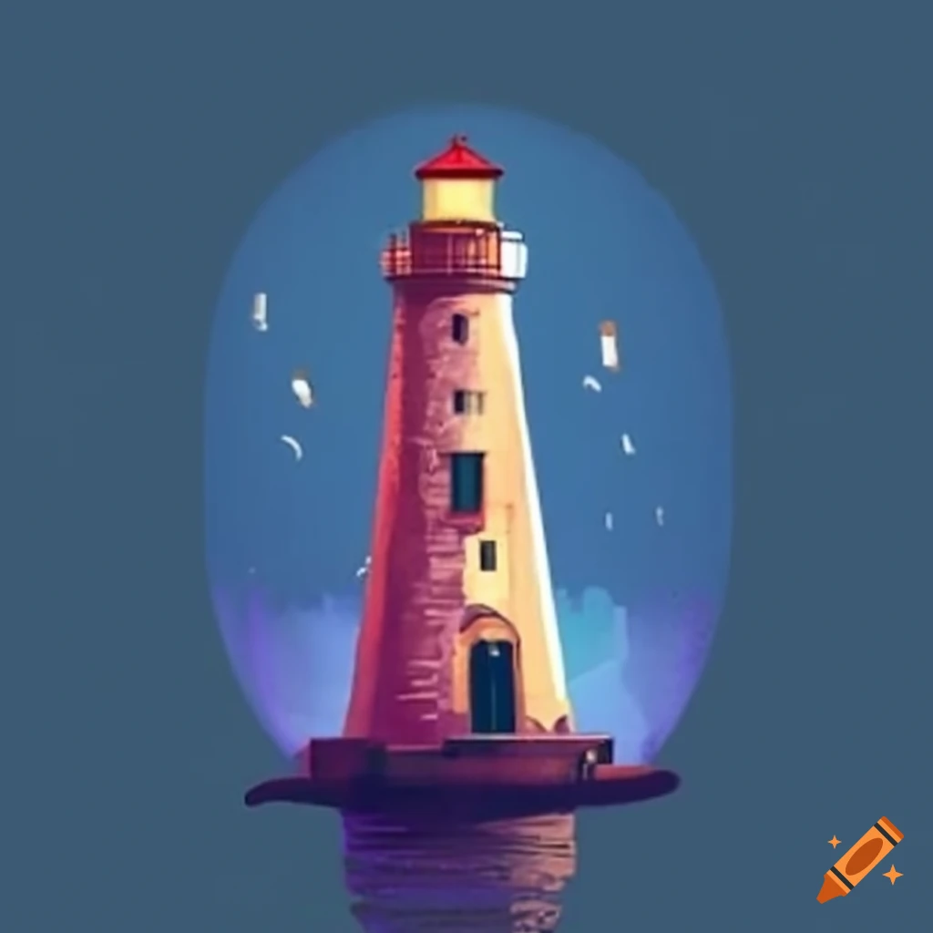 Text 'notify' with an i shaped as a lighthouse on Craiyon