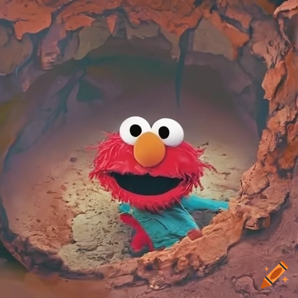 Elmo in a sinkhole on Craiyon