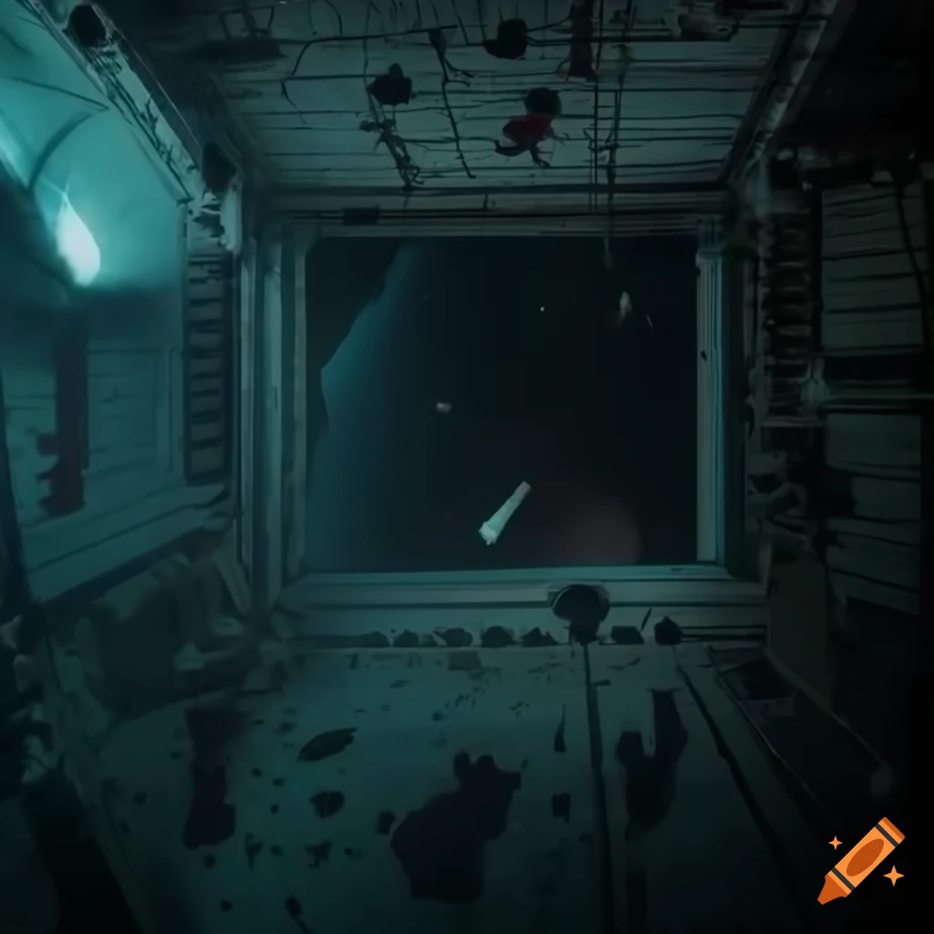 Image of a terrifying broken space station in deep space on Craiyon