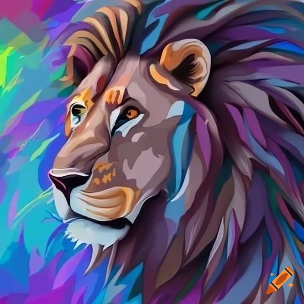 Cartoon profile of a proud lion on Craiyon