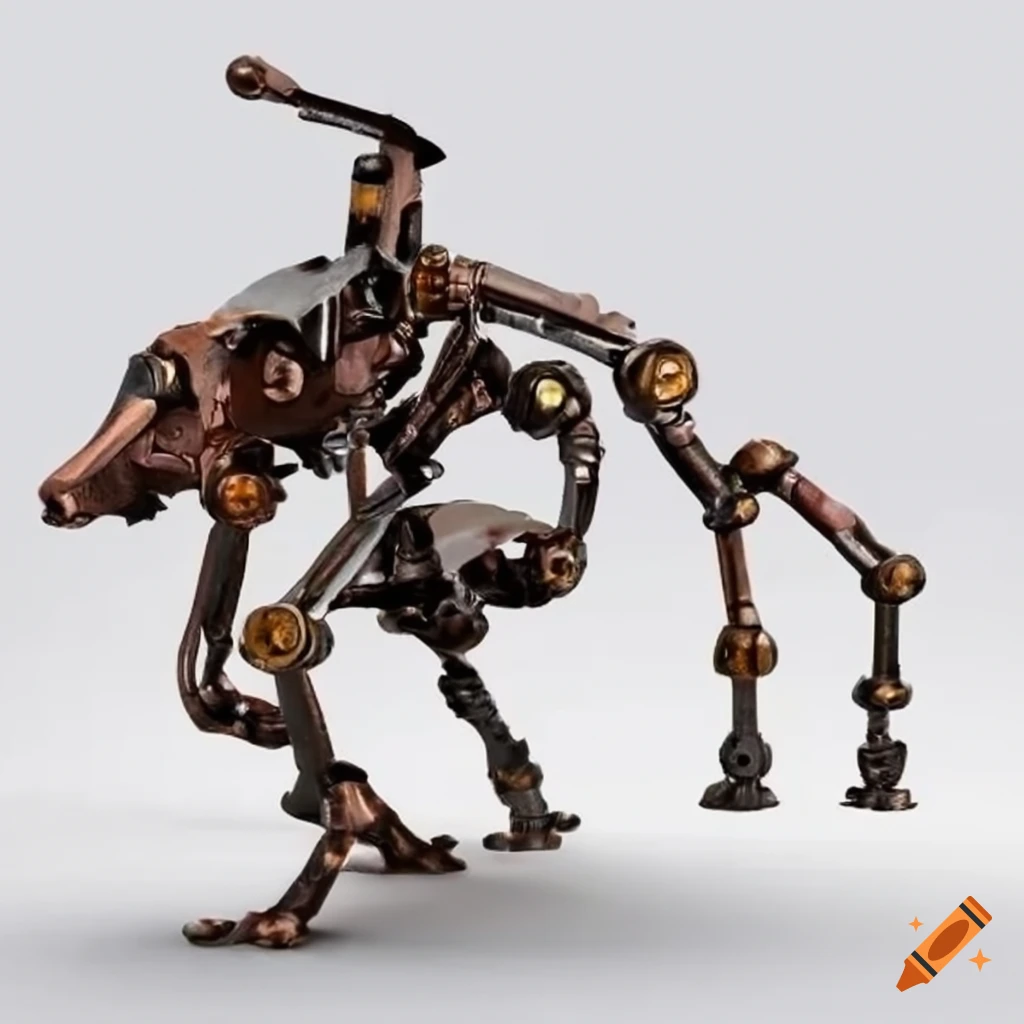 Mechanical robotic mountain goat ready for battle on Craiyon