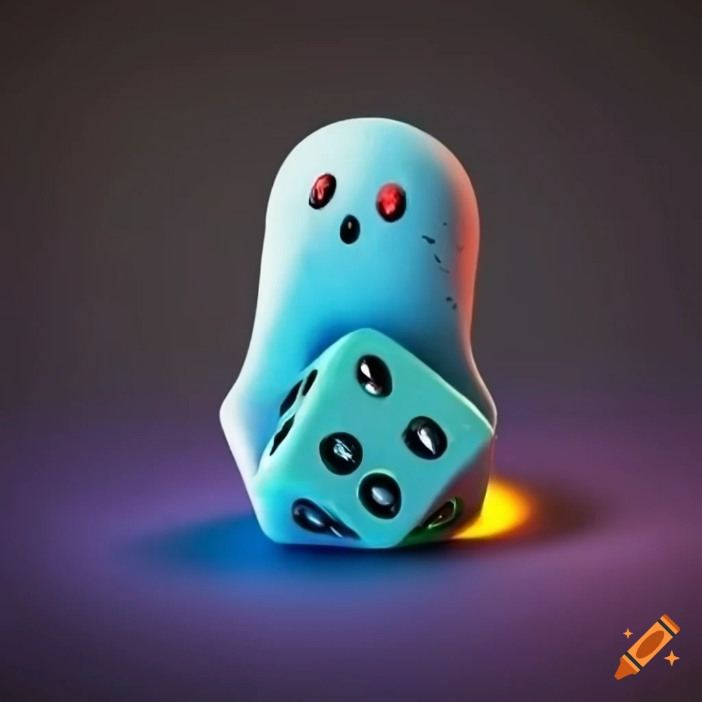 Artistic representation of a ghost on a dice