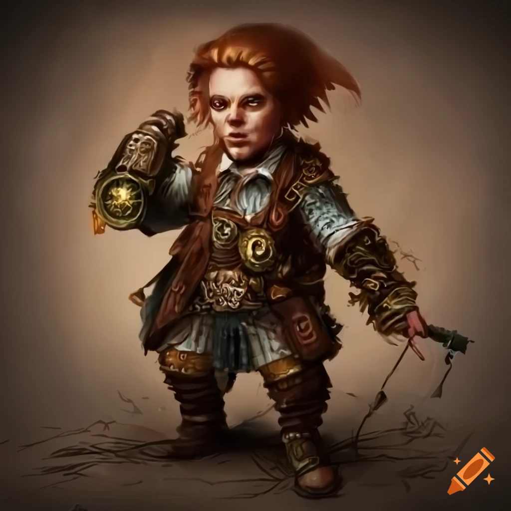 Realistic depiction of a steampunk halfling on Craiyon