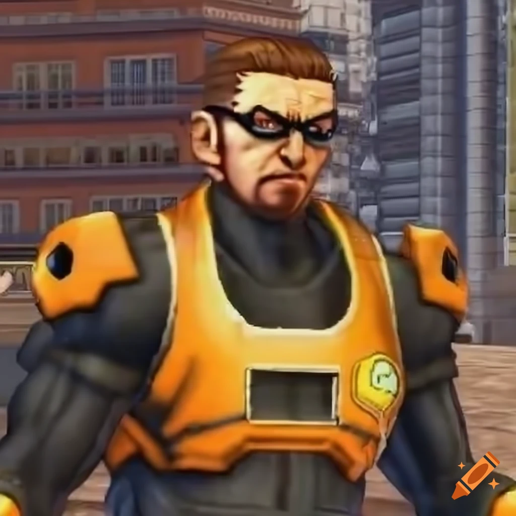 Screenshot of Gordon Freeman in Street Fighter game on Craiyon