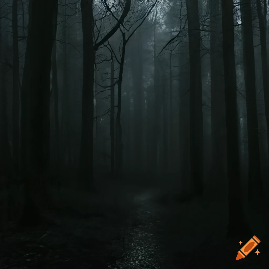 Dark forest scene on Craiyon