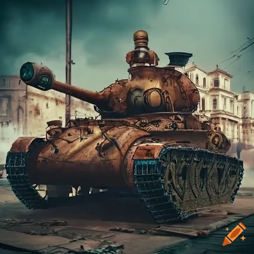 Steampunk war tanks in havana city on Craiyon