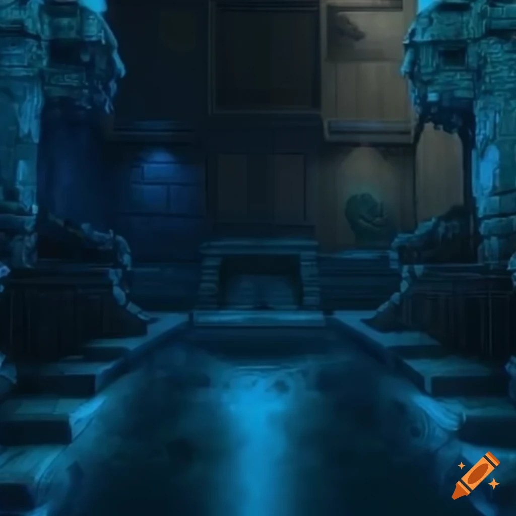 Epic blue-themed rpg battle map for raid boss encounter