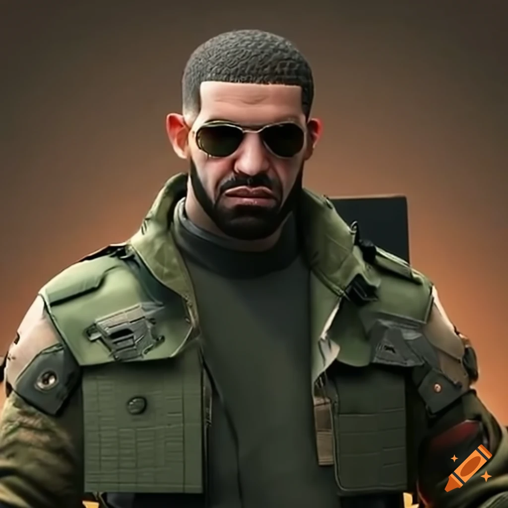 Drake cosplaying as big boss from metal gear on Craiyon